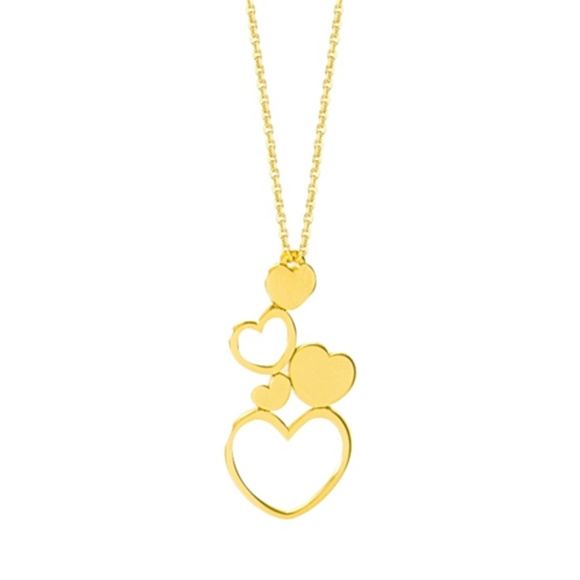 Element Shine | Jewelry | 4k Gold Graduated Solid And Open Heart ...